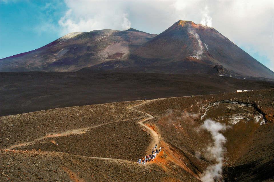 Oldschoolko Vulcano Sicily Apr 5, 2024: Etna Volcano Blowing Smoke